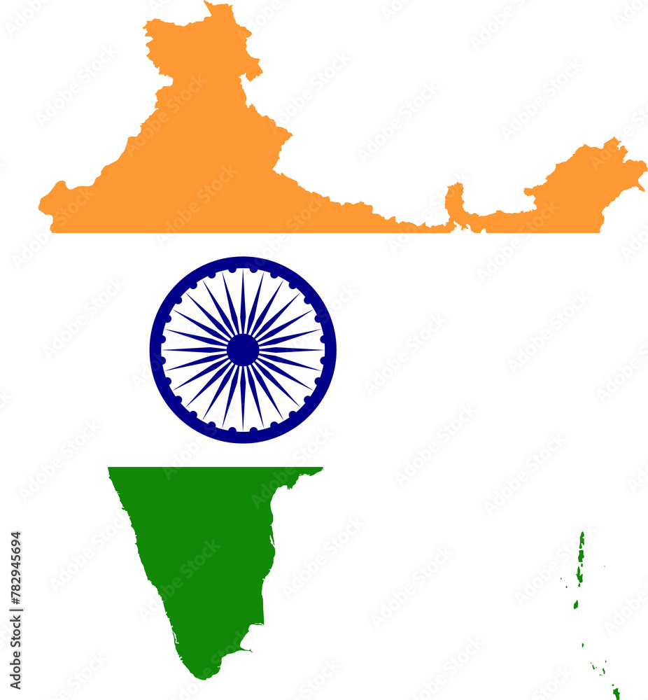 Indian flag inside India map isolated Stock Illustration | Adobe Stock