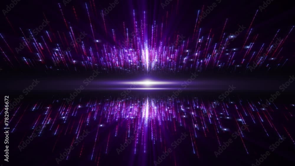 Abstract futuristic cyber world scene with flying particle lines ...