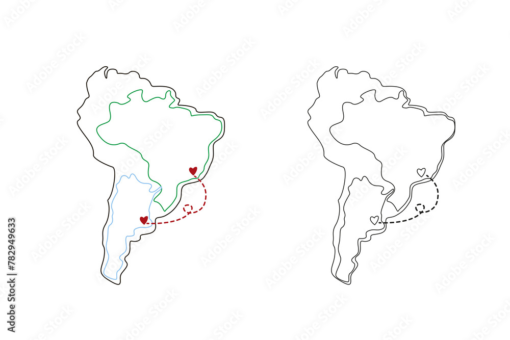 Vector geography illustration isolated on white background, linear ...