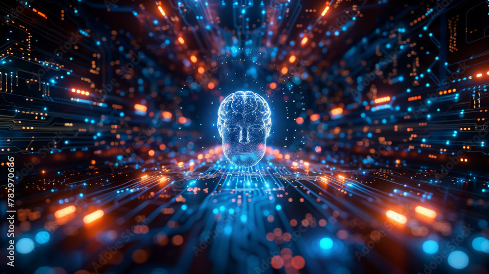 High technology CPU brain central of neural networking, motherboard ...