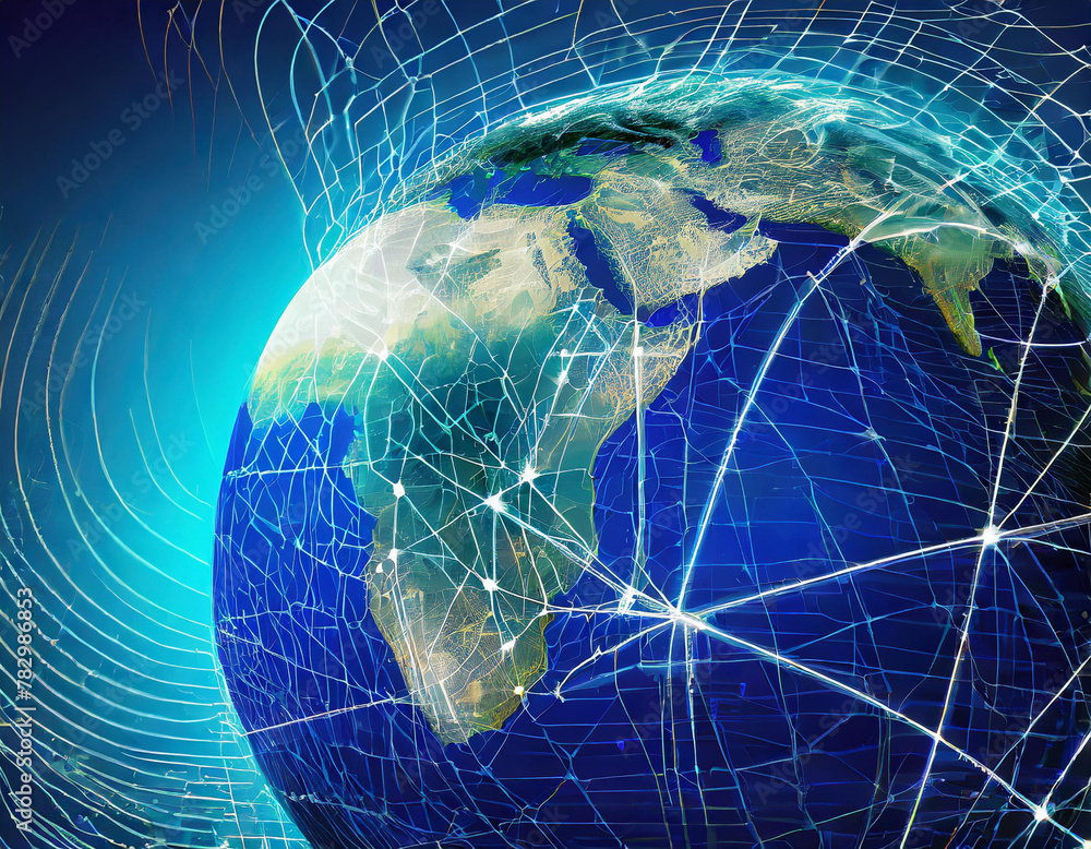 Global innovation network earth encompassed by lines of advanced ...