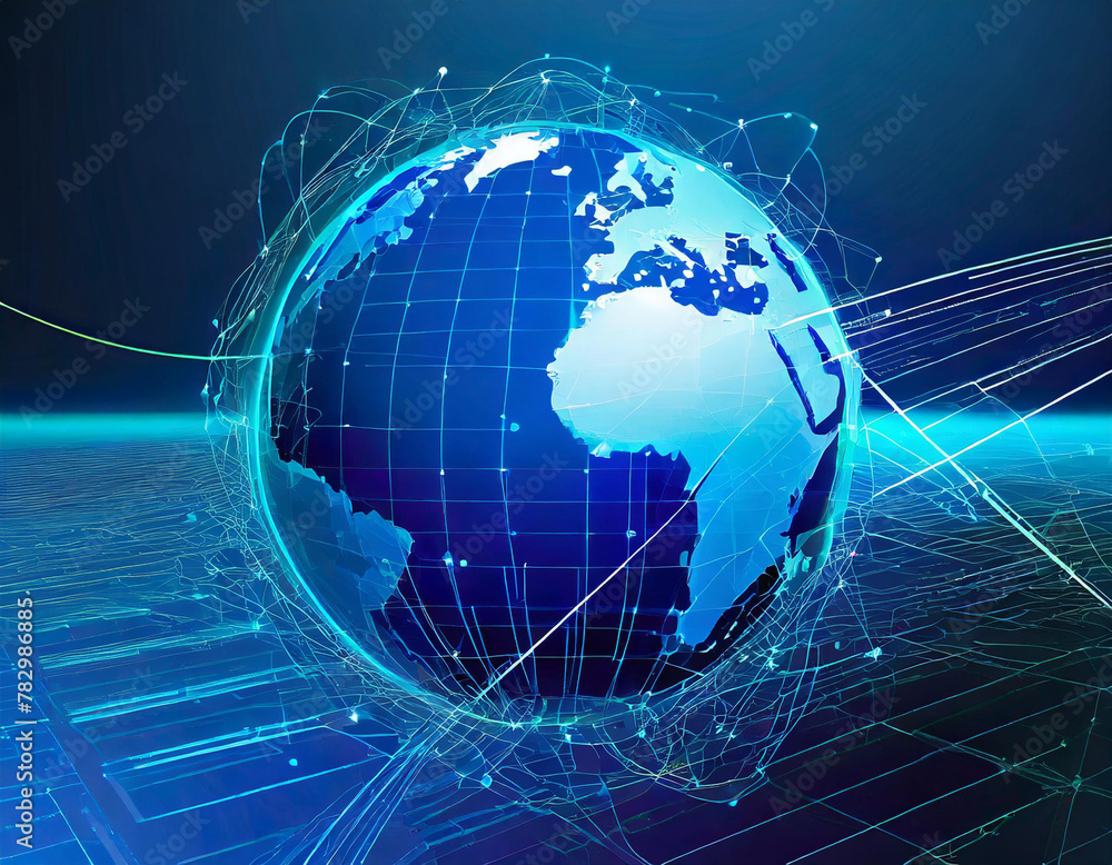 Global innovation network earth encompassed by lines of advanced ...