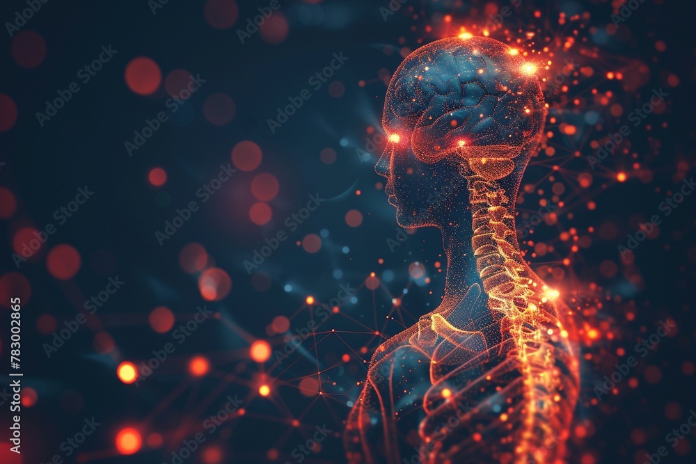 Highlighting key pressure points: A minimalist profile illustration of ...