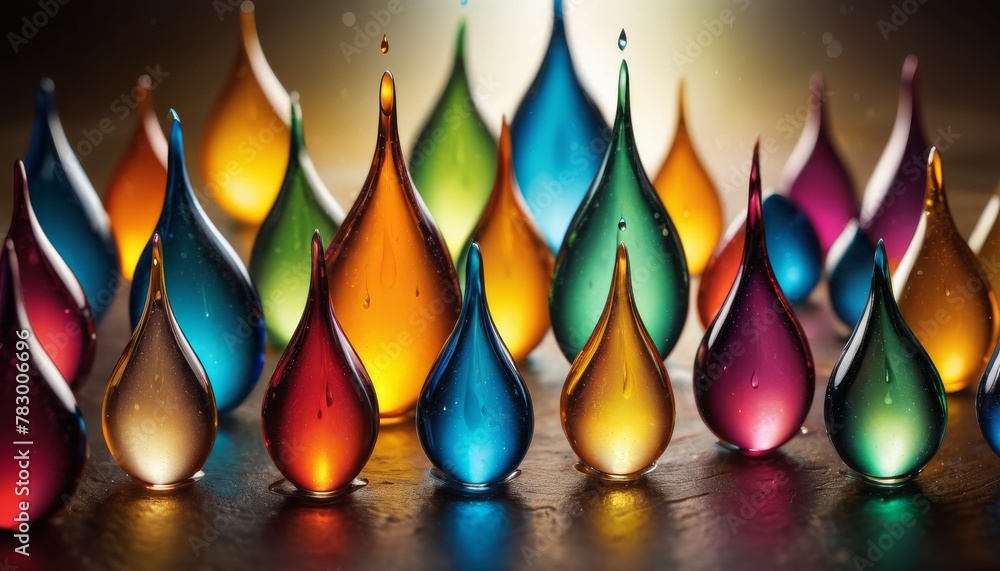 Colorful water droplets captured in mid-air with a high-speed camera ...