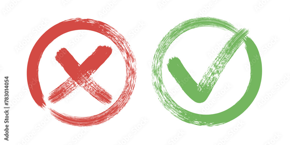 Tick and Cross sign elements. vector buttons for vote, check marks ...