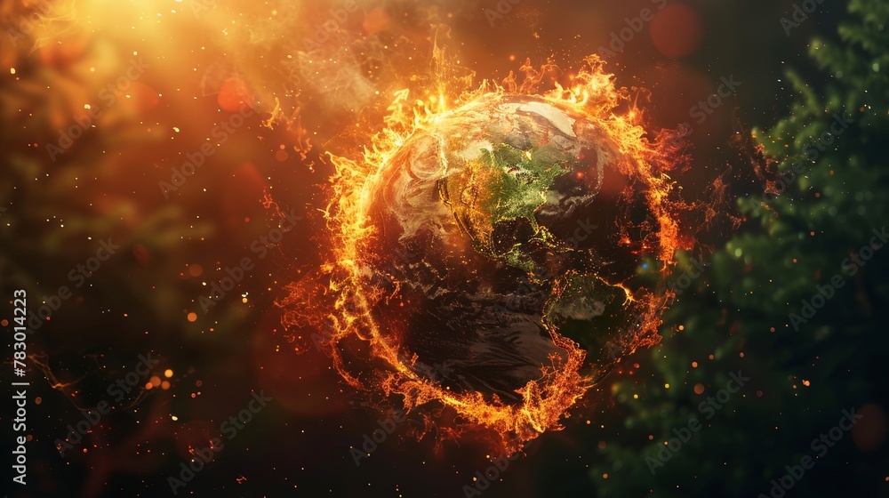 Climate Change: A 3D vector illustration of a globe surrounded by ...