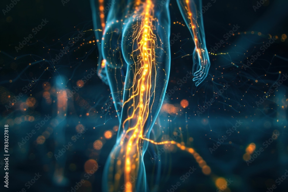 Detailed 3D Illustration Showing the Nervous System of the Human Body ...