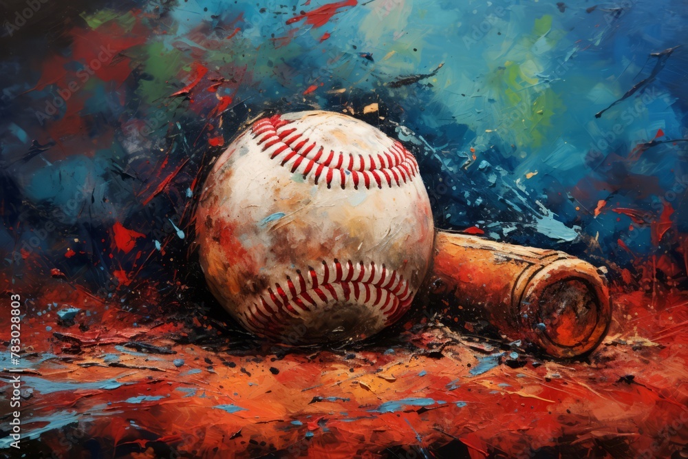 Baseball with vibrant colors and textures Stock Illustration | Adobe Stock