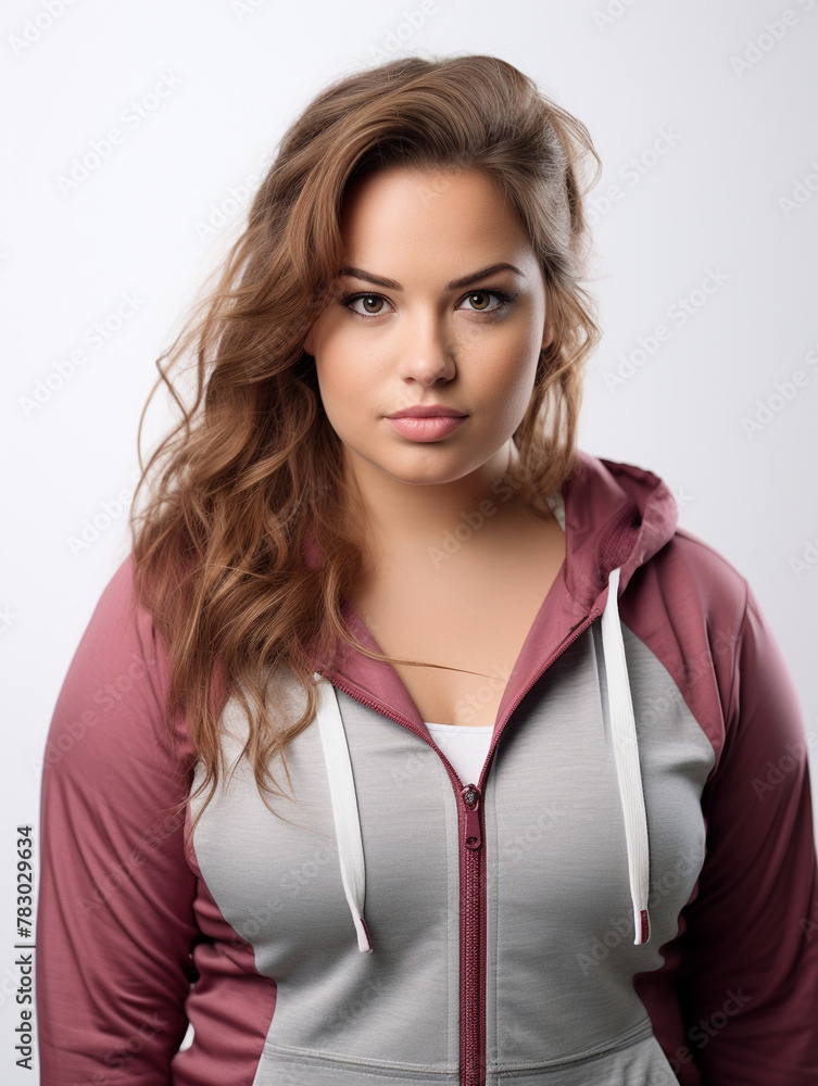 Plus size model girl in a tracksuit Stock Photo | Adobe Stock