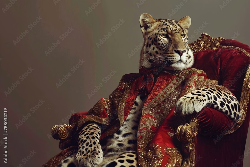 Bold animal in haute couture, full body picture, clear isolated ...