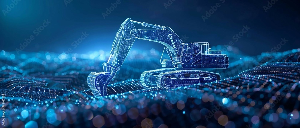smart blue digital excavator, ai in construction site management ...