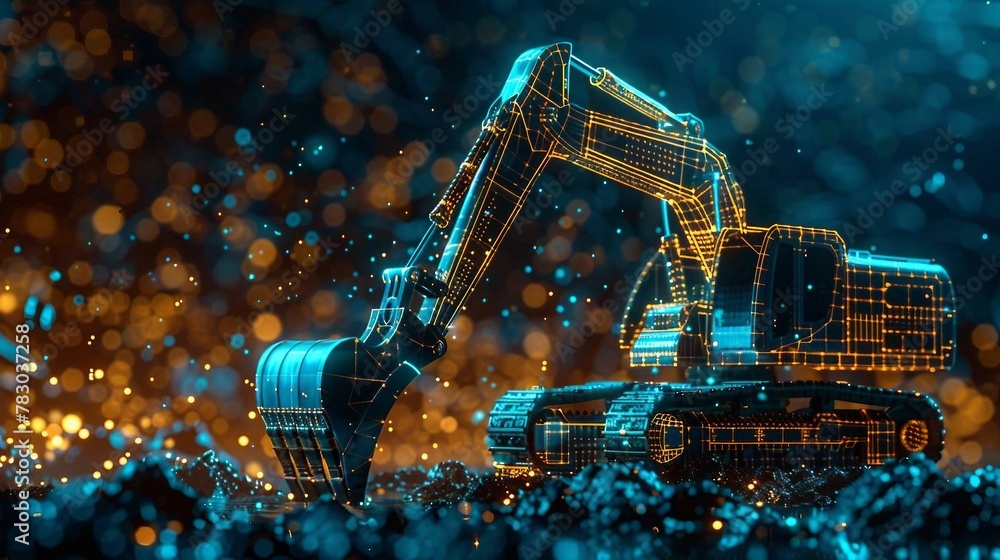 smart blue digital excavator, ai in construction site management ...