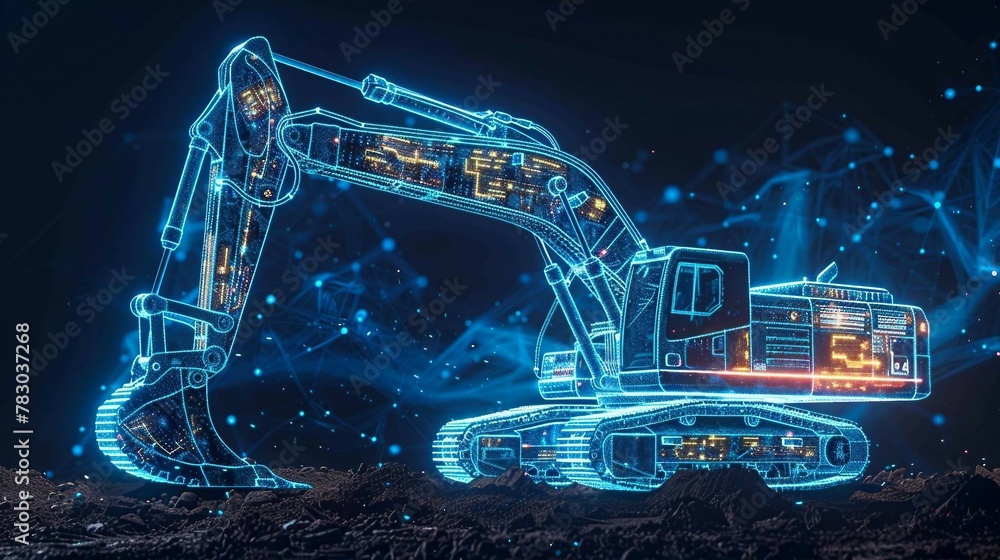 smart blue digital excavator, ai in construction site management ...