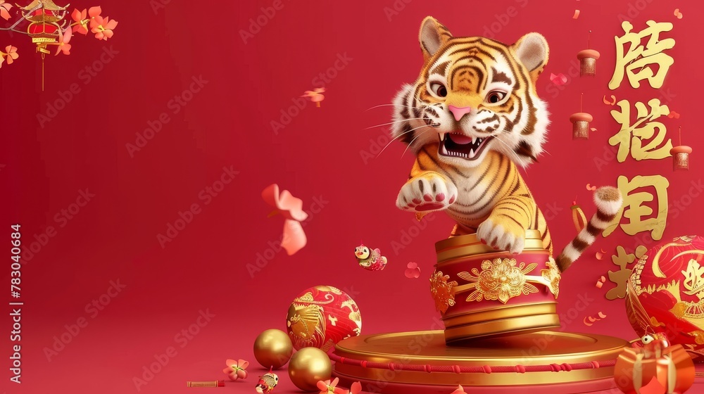 The Year of the Tiger banner for 2022 shows a tiger hopping from the ...