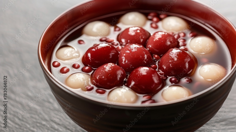 In East Asia, a 3D sweet soup made of red beans and sticky rice balls ...