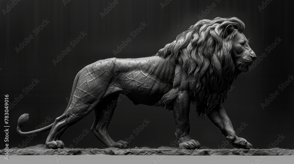 Noble Black-Maned Male Lion Standing Proudly, a Symbol of Strength ...