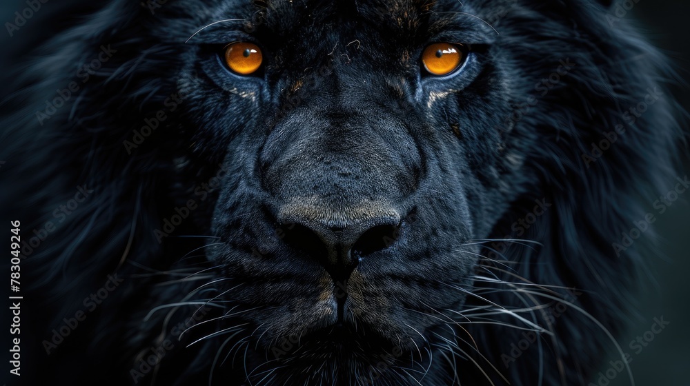 Dignified Black Male Lion Commanding Respect with Every Stride Stock ...