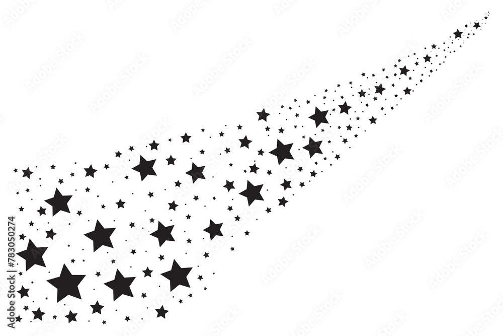 Black silhouette of Shooting Star. Flying star, comet with tail ...
