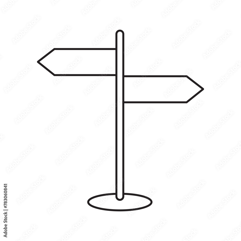 Direction icon. Signboard vector set with stroke line. Sign board ...