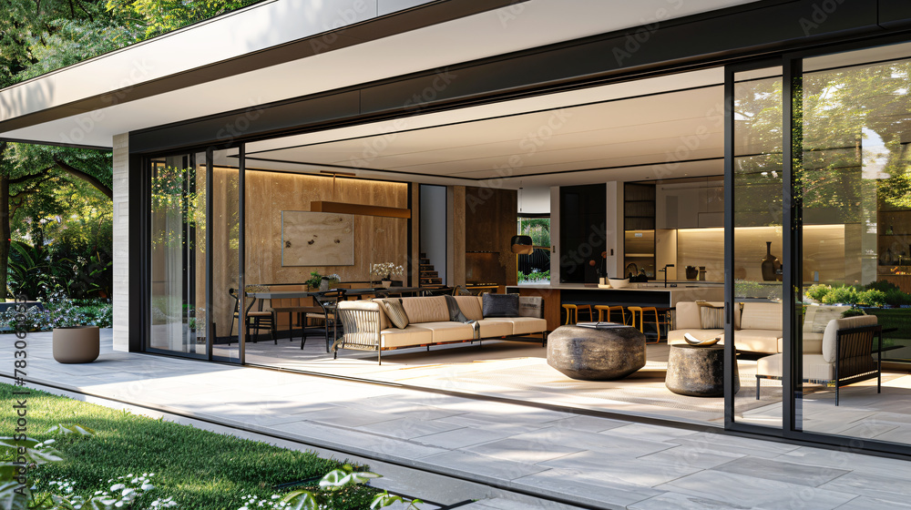 Seamless Harmony. Designing a Modern Luxury Minimalist Veranda Stock ...