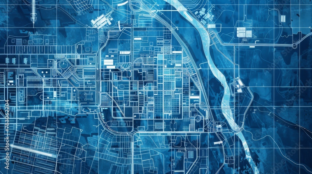 City planning blueprint zoning, residential, commercial, industrial ...