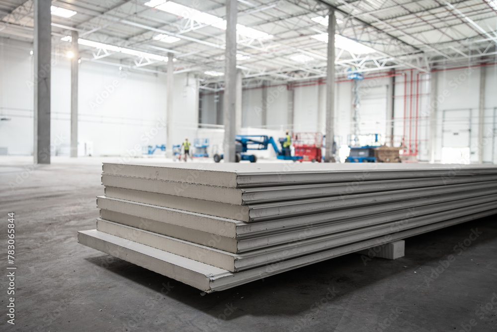 building a modular hall - quick construction of a warehouse Stock Photo ...