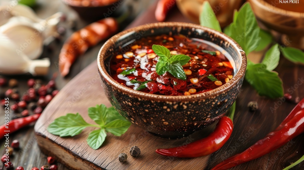 Thai Spicy Chili Sauce " NAM PRIK KAPI " Paste with Mixed Herb ...