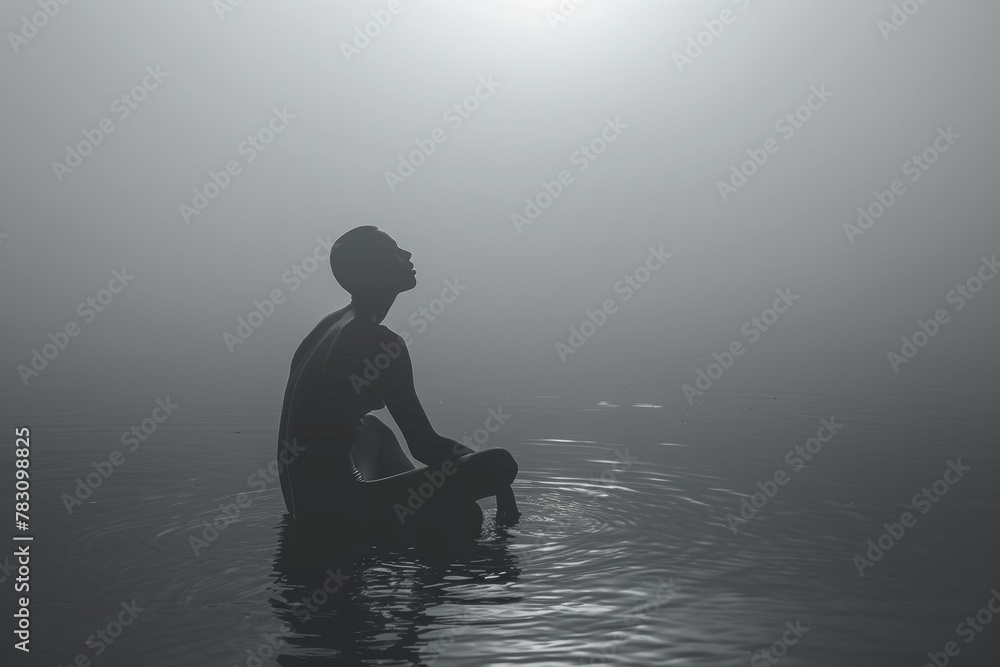 Psychological help, depression and mental disorder illustration, AI ...