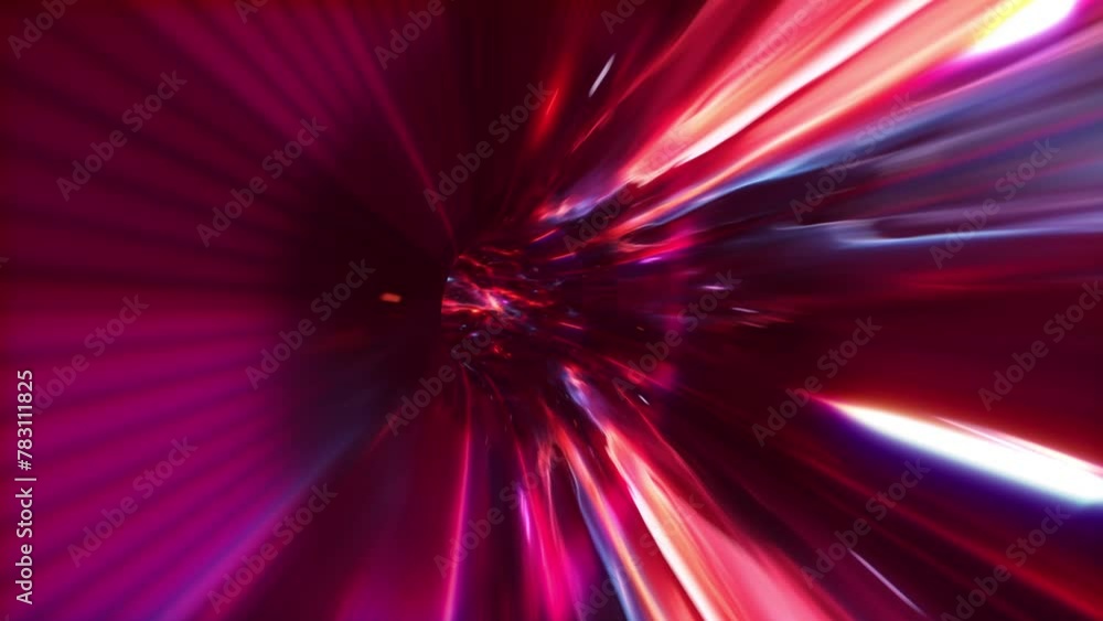 Abstract loop red digital hyperspace grunge tunnel wormhole background ...