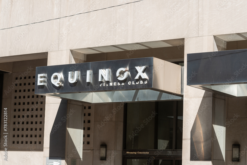 exterior building and sign of Equinox, a gym, located at 199 Bay Street ...