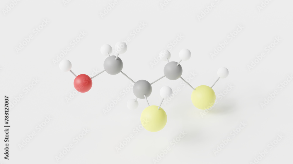 dimercaprol molecule 3d, molecular structure, ball and stick model ...