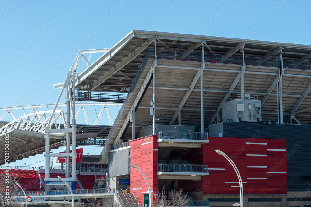 general view and sign for BMO Field an outdoor stadium located at ...
