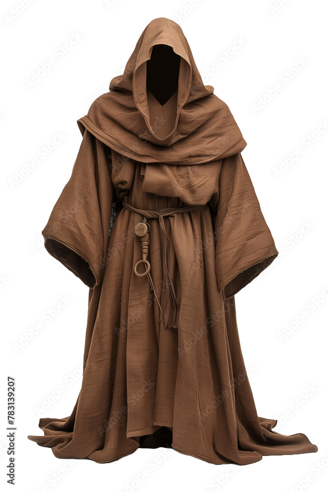 Medieval Monk Cloak with Oversized Hood - Isolated on White Transparent ...