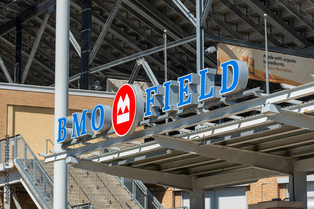 west facing sign for BMO Field an outdoor stadium located at Exhibition ...