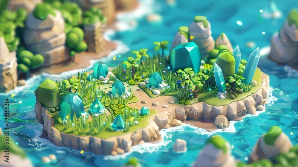 Cartoon 2D fantasy landscape platform, environment graphics for pc or ...