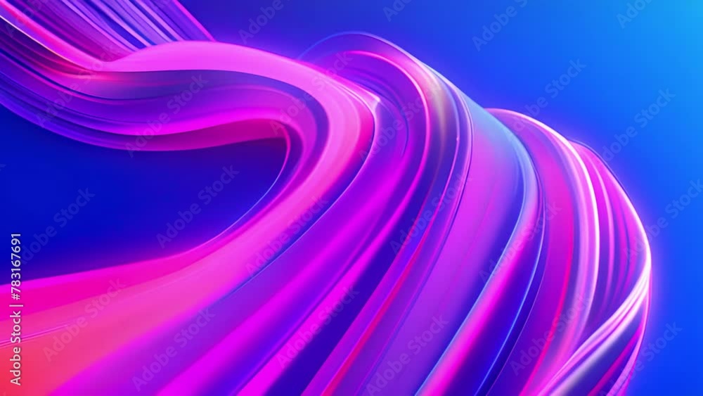 Neon wave moving. Abstract colorful wavy background in bright neon blue ...