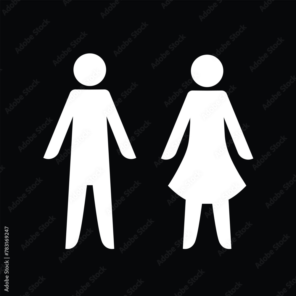 Men women or gents ladies figure stick body shape sign age white shadow ...