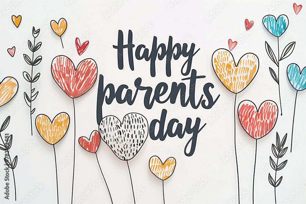 Greeting card, banner or poster for happy Parents day with text ...