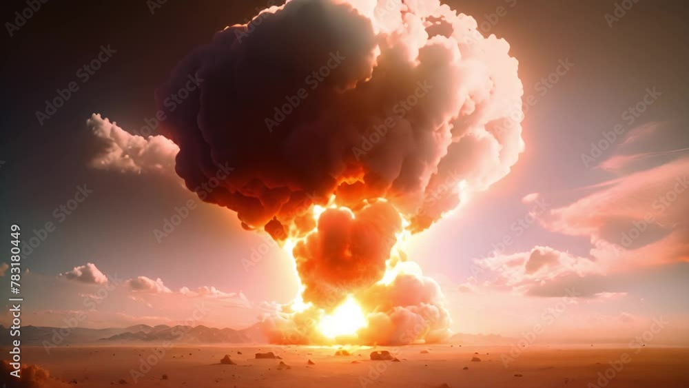 Huge nuclear bomb explosion with a mushroom cloud, weapon of mass ...