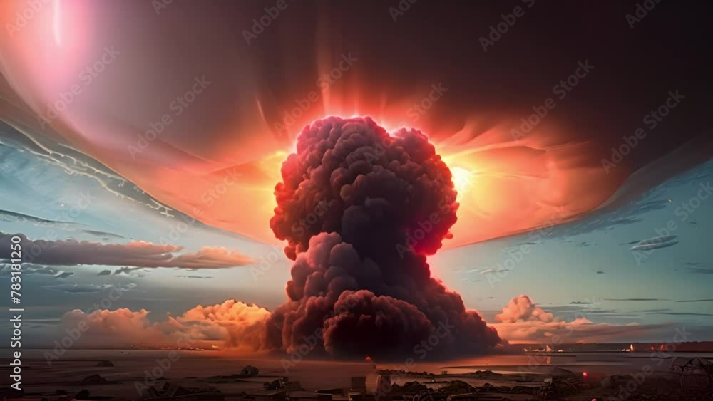 Huge nuclear bomb explosion with a mushroom cloud, weapon of mass ...