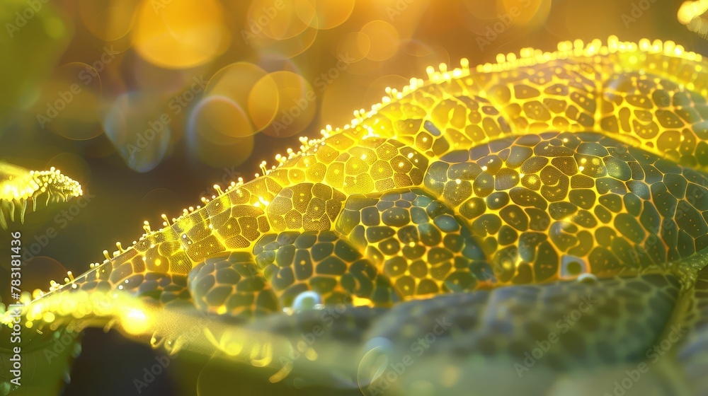 Plant cells, leaf, detailed microstructures, showcasing photosynthesis ...