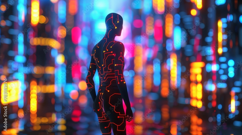 Virtual Avatar, Glowing Circuits, Symbol of Identity in Digital Realms ... Virtual Avatar, Glowing Circuits, Symbol of Identity in Digital Realms ...