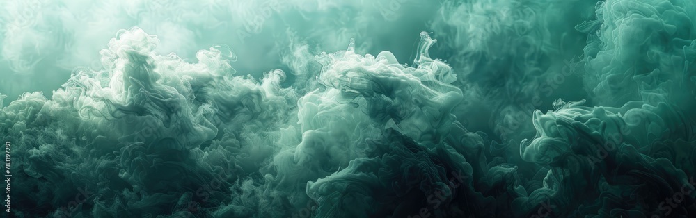 Enchanting Dark Green Watercolor Mist with Abstract Magic Spell and ...