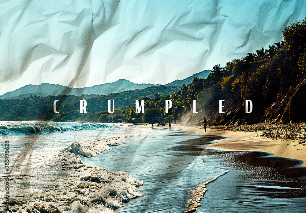 Crumpled Paper Overlay Photo Effect Mockup With Generative AI Stock ...