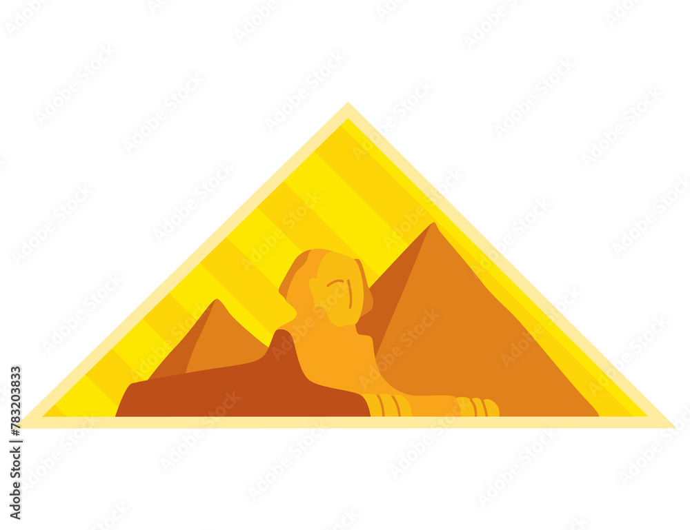 Egyptian pyramid and Sphinx. Symbols of Cairo. Icon famous monument of ...