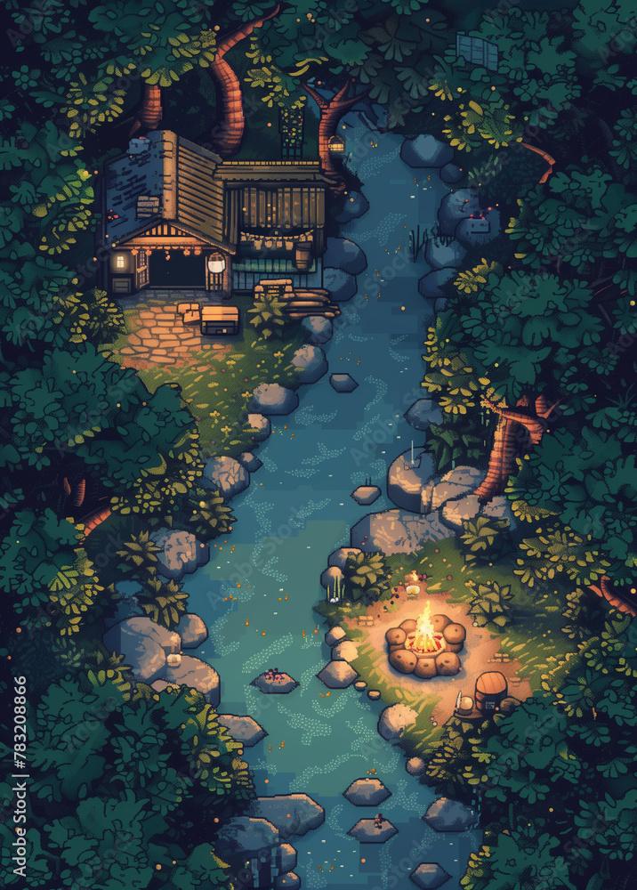 carthography map asset heroic fantasy rpg river forest cottage - by ...