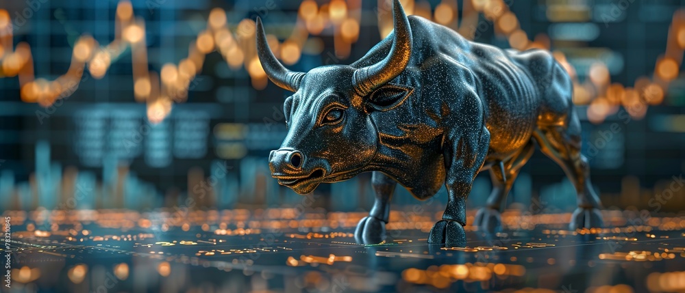 Bull market trend graph, rising lines, optimism, clear focus, financial ...
