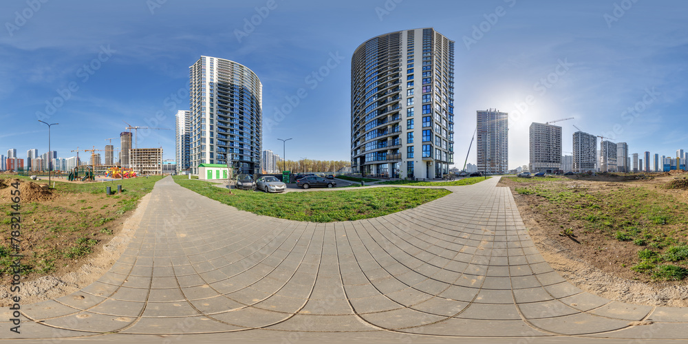 hdri panorama 360 near skyscraper multistory buildings of residential ...