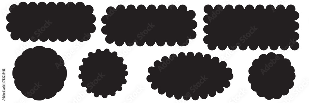 Scalloped rectangle shape multicolored. Clipart image isolated on white ...