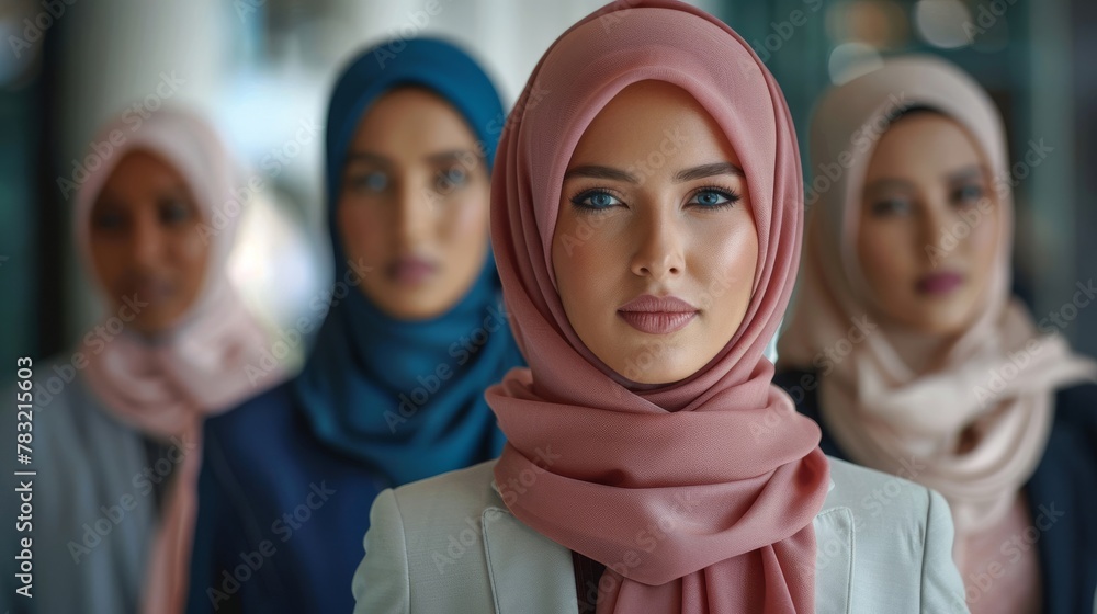 Multinational businesswomen in hijab demonstrate leadership and vision ...